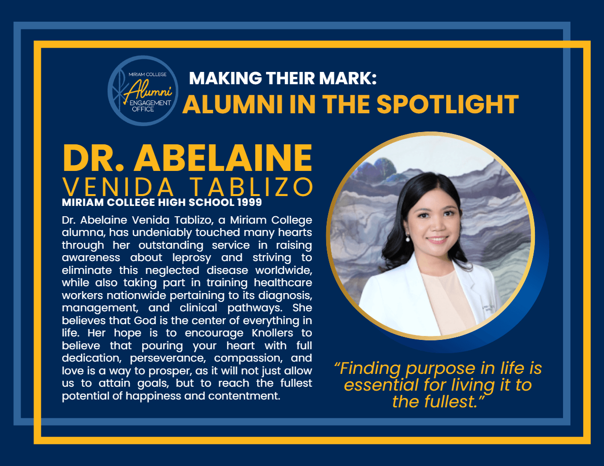 Dr. Abelaine Venida Tablizo - Miriam College High School 1999 - Alumni ...